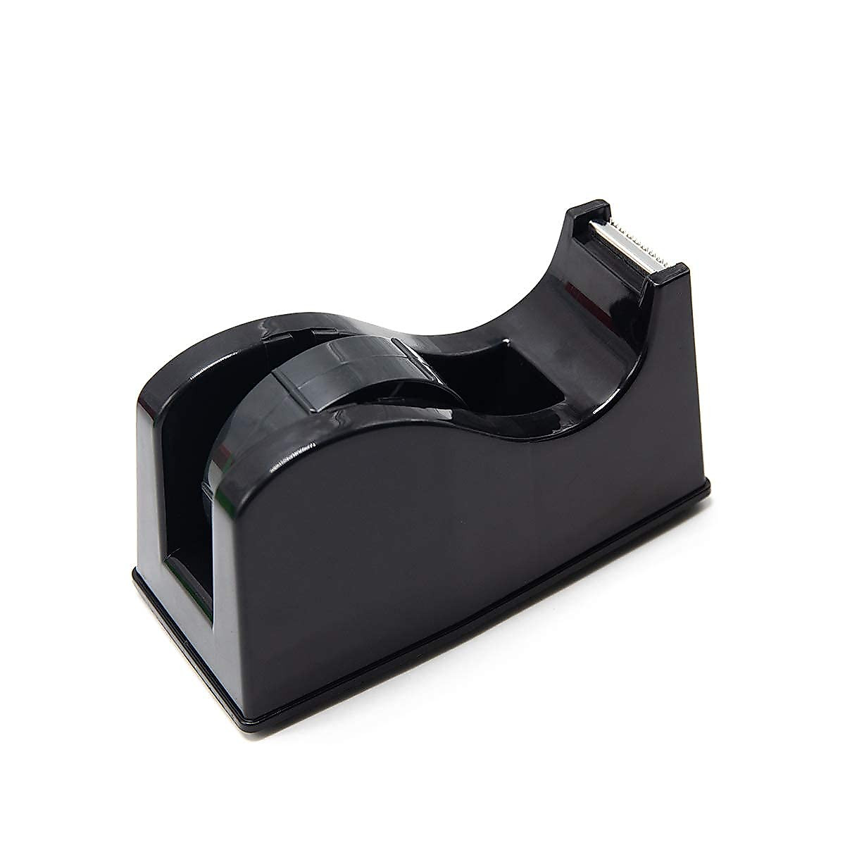 Desktop Tape Dispenser Adhesive Roll Holder (Fits 1" & 3" Core) with Weighted Nonskid Base Black