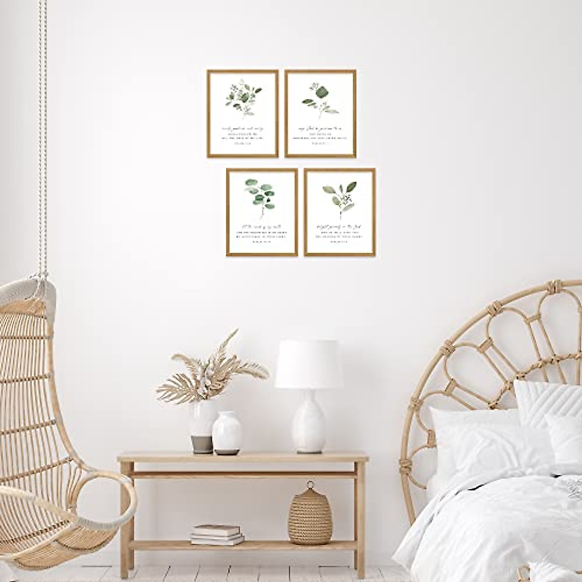 Psalms Scripture Wall Art Christian Posters, Christian wall art - Set of 4 (8x10") Bible Verses Wall Decor Bible Verse Wall Art Christian Wall Decor Christian Art Bible Scripture Wall Decor - Unframed