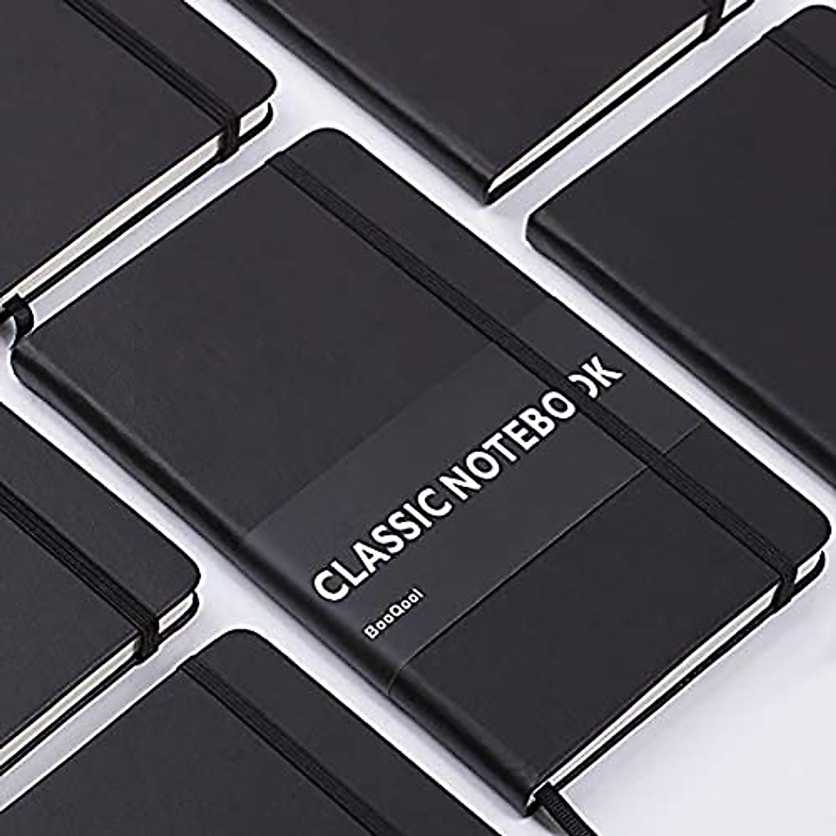 2 Pack Classic Ruled Notebooks/Journals - Premium Thick Paper Faux Leather Writing Notebook, Black, Hard Cover, Large, Lined (5.4 x 8.3)