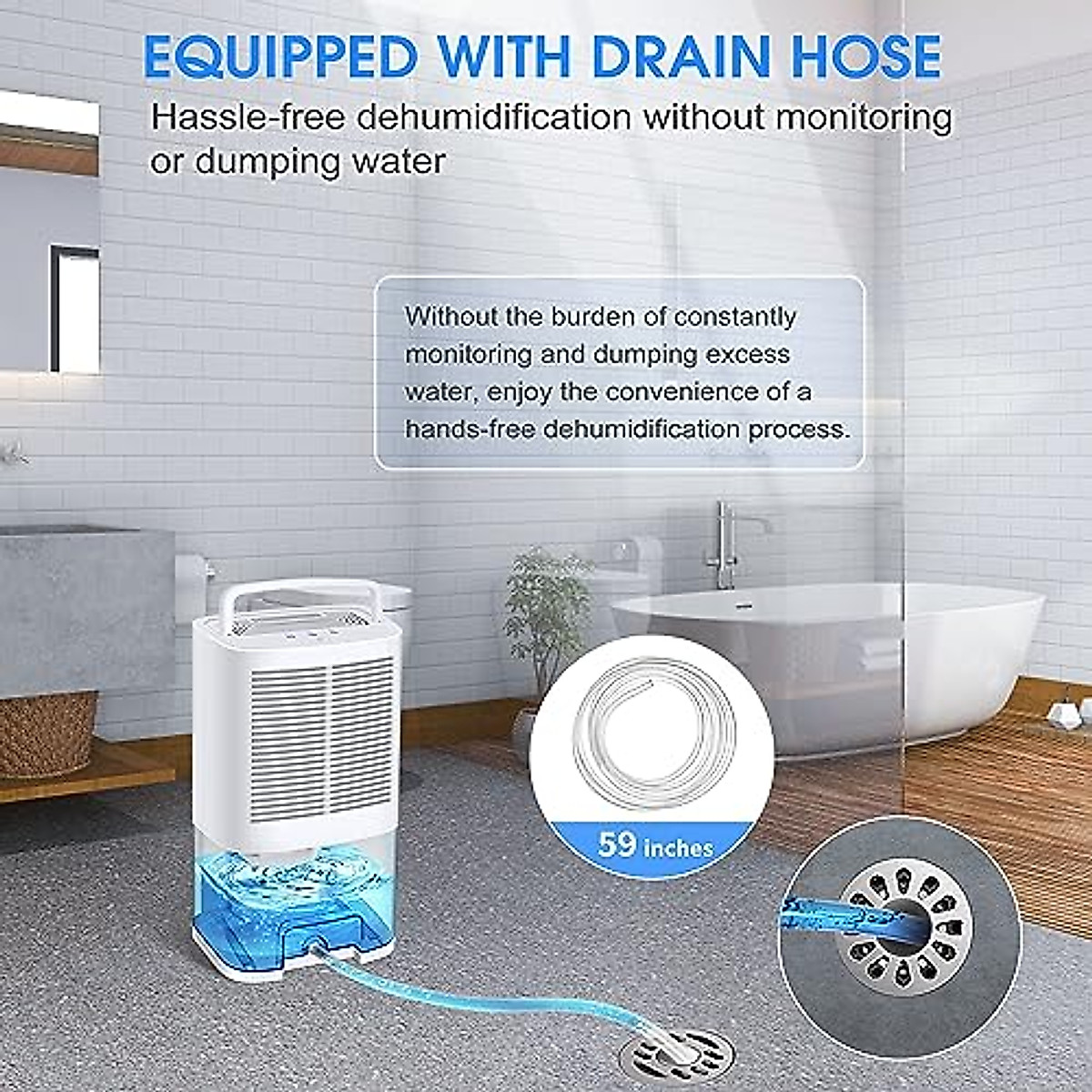 Gocheer Upgrated Dehumidifier for Basement Home, Small Portable Dehumidifiers for Room Home with Drain Hose, 68oz (2000ML) 8000 Cubic Feet 800 Sq.ft, Quiet Dehumidifiers for Bathroom RV Bedroom Closet Kitchen
