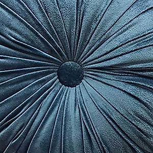 BESPORTBLE Round Floor Pillow Velvet Cushion Couch Pumpkin Throw Pillow for Home Sofa Chair Bed Car Decor (Blue)