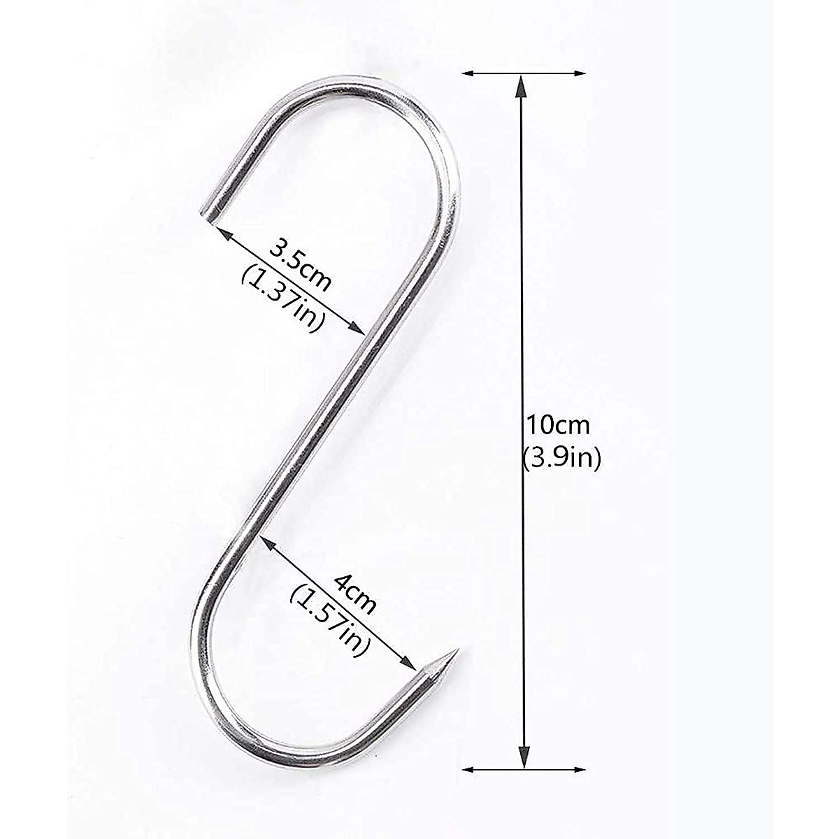 ARTOYS Meat Hooks 4'' 4mm, SUS304 Stainless Steel Butcher's Hook(10Pack), Meat Hook for Smoker, Drying, Butchering, Smoking, BBQ, Grilling,Jerky.