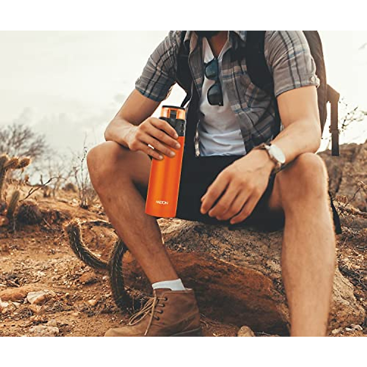 Milton Thermosteel Atlantis 600 Vacuum Insulated Thermosteel Water Bottle/flask 500 ml | 17 oz |Flip Top Lid Carry Handle Hot & Cold 18/8 Stainless Steel BPA Free Food Grade Leak-Proof | Orange