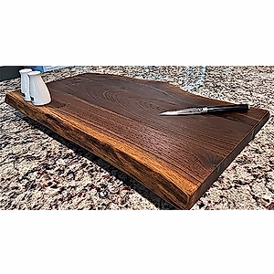 Black Walnut Large, Gorgeous, Full-of-Character, Forest-to-Table Solid Double Live Edge Wood Charcuterie/Appetizer/Dessert/Grazing/Serving Board. 100% USA Handcrafted. 27 x 14.5 x 1.25".