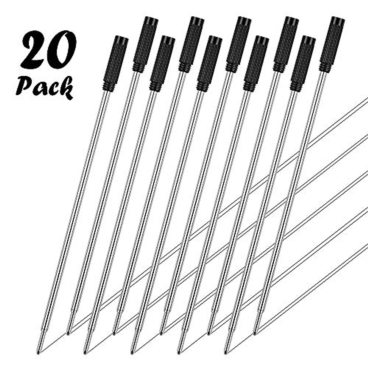 Unibene Cross Compatible Ballpoint Pen Refills 20 Pack, 1.0mm Medium Point-Black, Smooth Writing Replaceable German Ink Refill