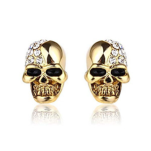 U-M pulabo Cubic Zirconia Skull Stud Earrings,Gold Adorable Quality and Durable Beautiful