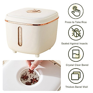 Rice Dispenser | Bean Storage Dispenser with Measuring Cup - Rice Storage Barrel, Grain Dispenser with Time Indicator, Nulyunze Food Dispenser