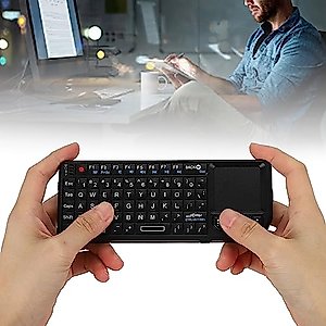 HOHXFYP UMK 100 RF 3in1 Mini Keyboard Qwerty Keypad, Rechargeable Wireless With Built In Touchpad Backlit Long Standby Small Pocket Keypad for PC Tablets