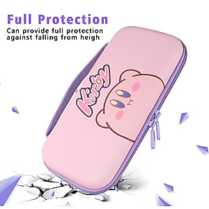 TIKOdirect Carrying Case for Switch & OLED Mode, Cute Portable Travel Bag with 12 Game Card Slots Inner Storage Bag for Switch Console Joy-Con & Accessories, Kirby Purple