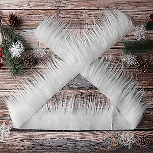 Shaggy Plush Faux Fur Fabric 2"x70"Fake Fur Fabric Black White Fur Decoration Faux Fur Ribbon Craft Fur for Gnomes Beard Hair Cosplay Decoration Crafts (White)