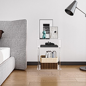 Aquiver Acrylic Nightstand - Modern Bedside Table with Open Storage - Small Side Table/End Table for Bedroom, 2 Tier, 15.6'' L x 11.6'' W x 23.4'' H