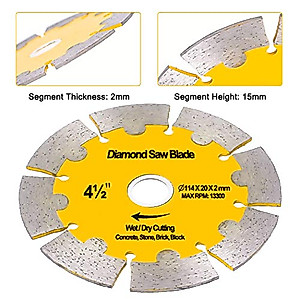 NYTiger 3 Pack 4-1/2 inch Diamond Saw Blades 4.5" Angle Grinder Disc Wet Dry Segmented  Cutting Wheel with 4/5-5/8 inch Arbor for Concrete Stone Brick Block Masonry