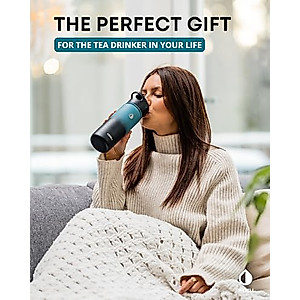 18 oz Insulated Tea Mug with Infuser and Lid - Tea Tumbler, Travel Mug, Portable Flask