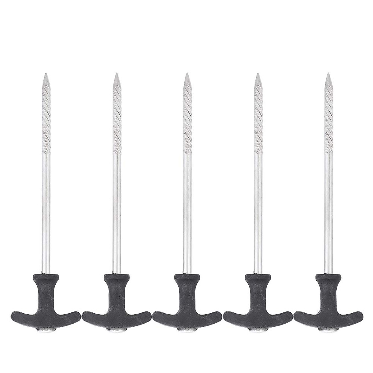 Outdoor Tent Stakes, 5 Pcs T-shaped Nail Pegs Camping Screw Nail for Frozen Soil Ice Surface