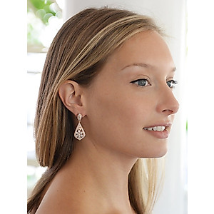 Mariell CZ Clip On Rose Gold Earrings - Art Deco Jewelry for Weddings, Bridal, Bridesmaids & Formals