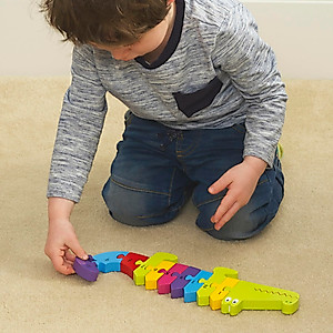 Orange Tree Toys: Crocodile Number Puzzle - 11 Piece Wooden Animal Shaped Puzzle, Learn Numbers 1-10, Colorful Educational Toy, Toddlers & Kids Age 1+