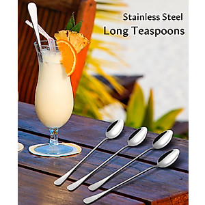Lovingly Yours 7.5-Inch Long Handle Ice Tea Spoons, Ice Cream Spoons, Coffee Spoons, Long Spoons for Stirring, Stainless Steel Spoons for Dessert, Sundae, Shakes