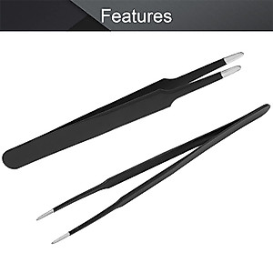 UToolmart 3PCS Precision Tweezers Set, Upgraded Anti-Static Stainless Steel Tweezers, Length: 122mm