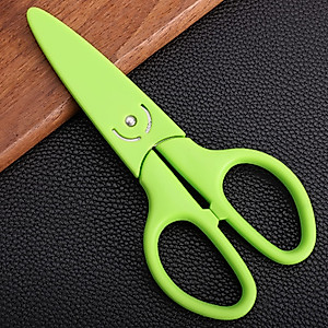 HITOPTY Green Multipurpose Scissors, 6in Straight Sturdy Sharp Scissors for Office School Student Home General Use Sewing Fabric Craft Supplies with Cover