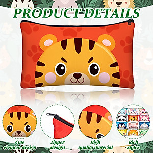 Affrolling 36 Pcs Cartoon Animal Pencil Case Bulk Cute Cartoon Pencil Pouch Multicolor Canvas Pen Bag Organizer with Zipper Stationery Back to School Supplies(Lovely)