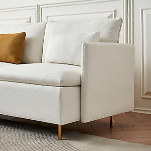 Pamag pieeoo L Shaped Sectional Couch Sofa, 5 Seat Sofas with 5 Waist Pillow, Mid Century Modern Sectional Couches for Living Room, Small Apartments and Office (Beige)