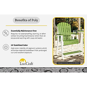 LuxCraft Plastic Poly Adirondack Balcony Chair with Built-in Footrest, Counter Height Outdoor Patio Dining Chair (Dove Gray & Slate)