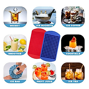 Gadgetime USA Tiny Cavity Silicone Ice Cube Tray (2 pack) - Small Mold for Freezer, Cocktails - Stackable, BPA & Odor Free (Red)