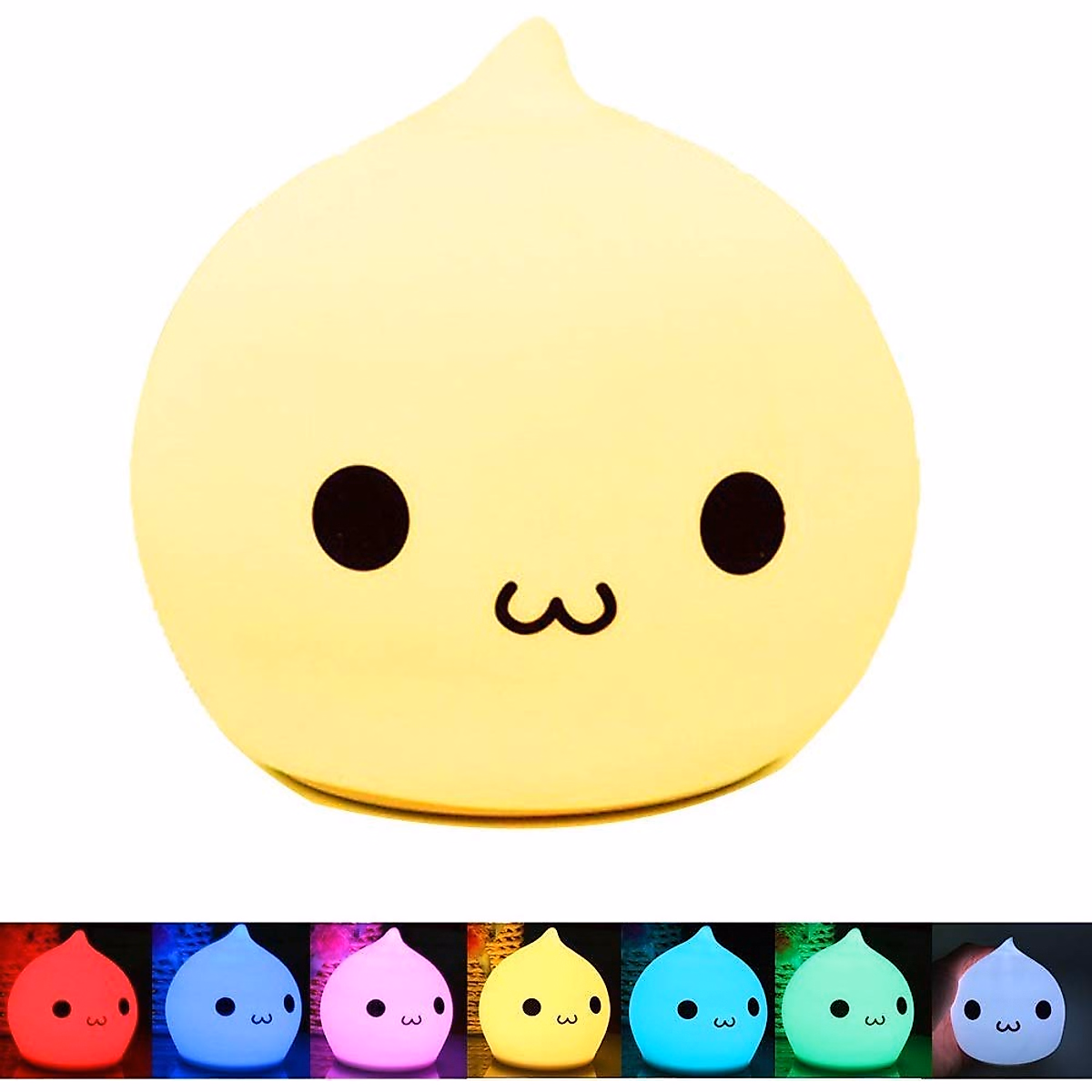 Jhua Dumpling Night Light, Silicone Nursery Nightlight, Cute LED Sleep Lamp, 7-Color Breathing Dual Light Modes, Sensitive Tap Control Gifts for Baby Adults Bedroom