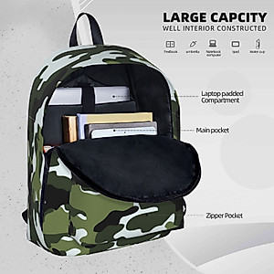 Affilleve Camouflage Casual School Backpack For Teen Girls Boys, Travel Hiking Shoulder Daypack Bag For Men Women