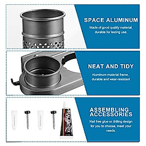 Cabilock 3pcs Wall Straightener Storage Mounted Hanging Brushes Basket Supplies Care Space Bathroom Iron Organizer Flat Mount Dryer Hair Cosmetic Bracket Blow Rack Curling Aluminum Holder