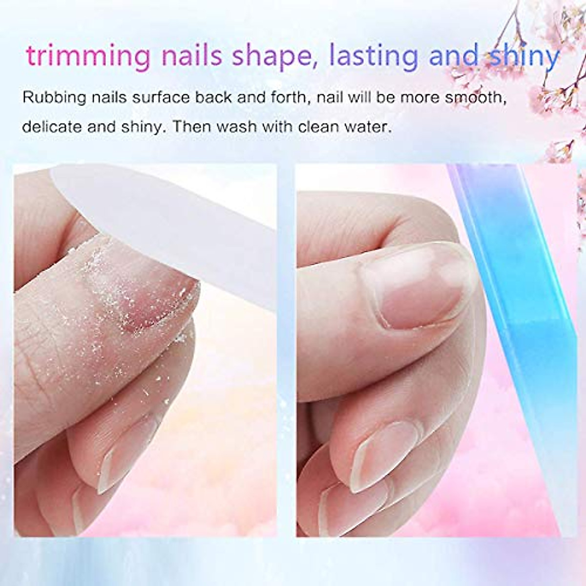 6 Pack Glass Nail File With Case, Crystal Fingernail Files Set, Double Sided Finger Nail Files, Professional Manicure Nail Care, Christmas Thanksgiving Stocking Stuffers Gifts for Women