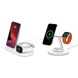 Belkin 3-in-1 Wireless Charger - Fast Wireless Charging Stand for Apple iPhone, Apple Watch & AirPods & MagSafe 3-in-1 Wireless Charging Stand & AirPods - MagSafe Charging Station