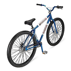 Mongoose Hooligan Mens and Womens BMX Bike, 29x2.3-Inch Wheels, Durable Steel Frame, Single Speed, Disc Brakes, Blue