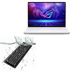 BoxWave Keyboard Compatible with ASUS ROG Zephyrus G14 WQXGA Laptop (GA402RJ) - AquaProof USB Keyboard, Washable Waterproof Water Resistant USB Keyboard - Jet Black