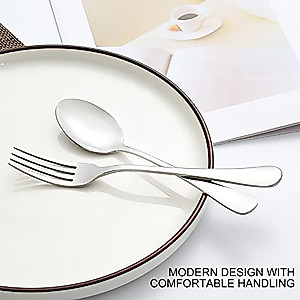 Set of 12, Stainless Steel Dinner Forks and Spoons Silverware Set, Heavy-Duty Dinner Forks (8 Inch) and Spoons(7 Inch) Cutlery Set, Dishwasher Safe (Silver)