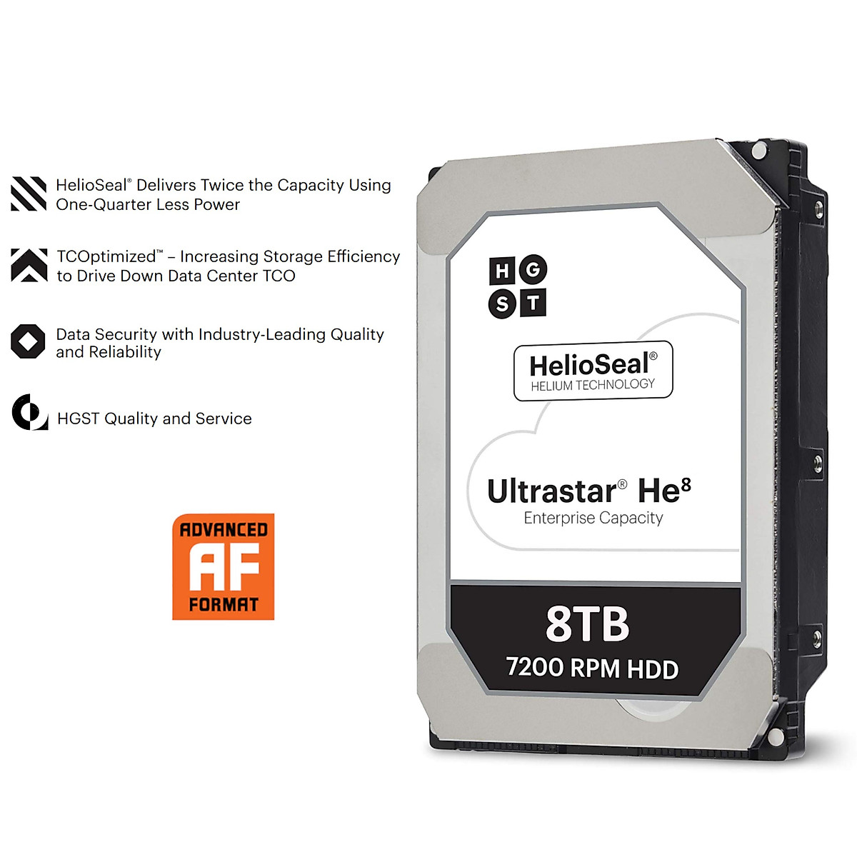HGST Ultrastar He8 HUH728080ALE604 0F23668 / 0F25721 8TB 7,2K RPM SATA 6Gb/s 128MB 3.5" HDD 512E