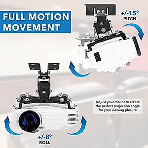 Mount-It! Wall or Ceiling Projector Mount with Universal LCD/DLP Mounting for Epson, Optoma, Benq, ViewSonic Projectors, 44lb Load Capacity, Black