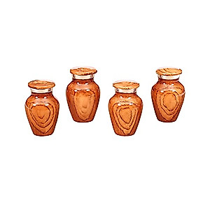 Mini Urn for Human Ashes Set of 4 - A Beautiful and Humble Urn for Your Loved Ones Remains. This Lovely - Urn Will Bring You Comfort Each Time You See It Size 2.8x1.7 inch- Natural Wood