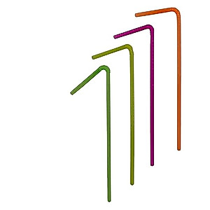 Flexible Plastic Drinking Straws (Assorted Neon) Bendable Disposable BPA Free Bendy