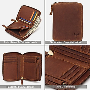 ALPHAHIDE Genuine Leather Wallet for Women - RFID Blocking Ladies Wallet - Zip-Around Ladies Purse - Credit Card Holder - Coin Pocket