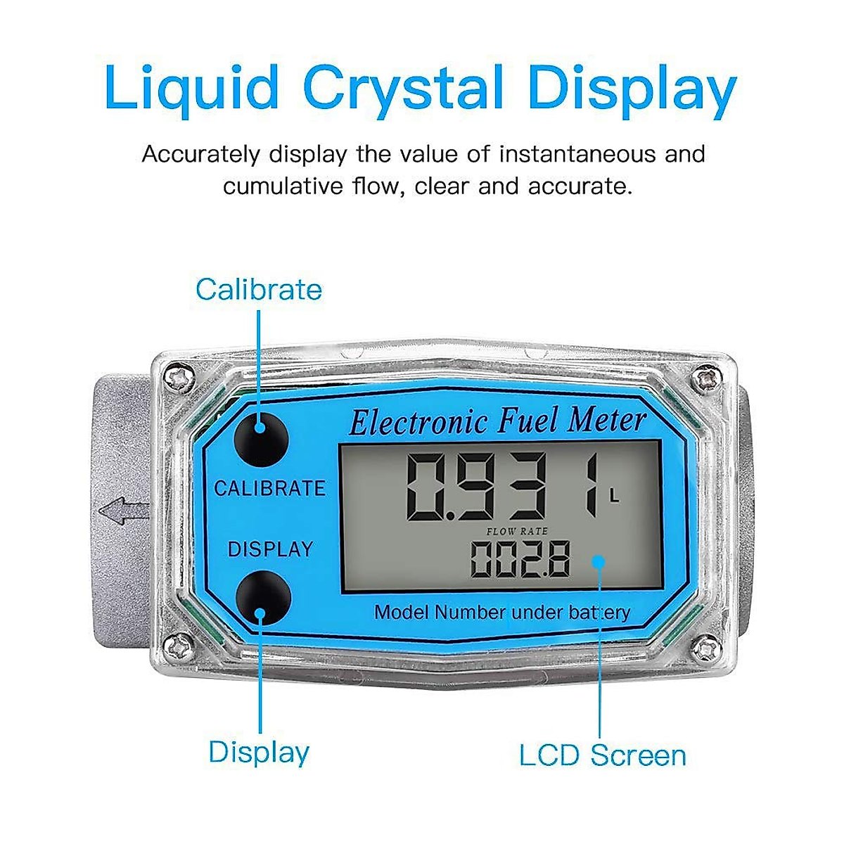 Digital Turbine Flow Meter,1″ Digital LCD Display with NPT Counter Gas Oil Fuel Flowmeter,Pump Flow Meter,Diesel Fuel Flow Meter for Measure Diesel, Kerosene, Gasoline
