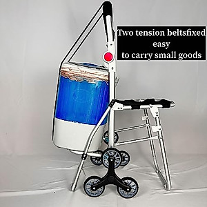 JFYOW Ultimate Adjustable Seat Back Shopping Cart with Stool - Durable Stainless Steel Frame, Nylon Storage Bag, Climbing Wheels, and Secure Cargo Straps.