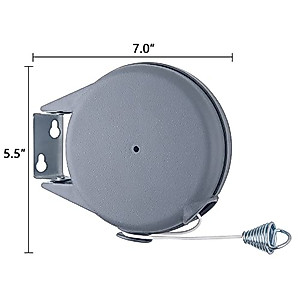 Atvobiy Retractable Clothesline Outdoor Indoor Heavy Duty Clothes Line Retracting Outdoors with Wall Mount Clothes Drying Line 49 Feet PVC Laundry Line with 24 pcs Clothespins for Drying Clothes Gray