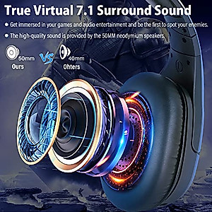 ANSTEN 【2023 Upgraded】 Wireless Gaming Headset for PS4/PS5/PC/Switch, Gaming Headphones with 2.4G Transmitter Charging Stand, Low Latency, 50MM Drivers, 7.1 Surround Sound, Noise Canceling Mic