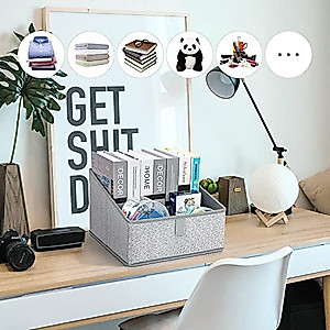 DIMJ 6 Pack Trapezoid Storage Bins Basket for Closet Storage, Fabric Baskets for Closet Shelves, Foldable Storage Cube for Toys, DVDs, Books, Blended