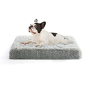 MIHIKK Orthopedic Dog Bed Luxurious Plush Washable Dog Beds with Removable Waterproof Cover Anti-Slip Egg Foam Pet Sleeping Mattress for Large, Jumbo, Medium Small Dogs, 24 x 16 Inch, Gray