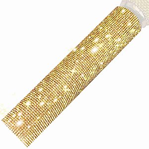 RhymKawa Champagne Gold Microphone Cover for Shure SM58 Beta58 Wireless Transmitter Bedazzled Wrap – Bling Rhinestone Sleeve for Party, Wedding, Ceremony Events (Mic Not Included)