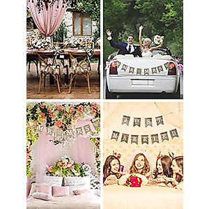 Just Married Banner Flag – Mr and Mrs Banner Rustic Burlap Sign Decoration for Wedding Party Table Photobooth Props Home Wall by Mandala Crafts