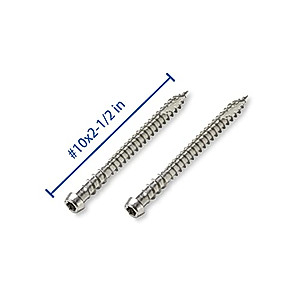Generic Composite Decking Stainless Steel Wood Screw, 10x2-1/2In,Star Drive,Torx 20, Type 17 Slot Point,Wood Screw,1 Free Bit Included (#10X2-1/2, 350), SS316NC212350
