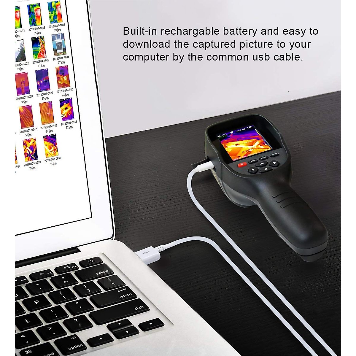 220 x 160 IR Resolution HTI Thermal Imager, Handheld 35200 Pixels Thermal Imaging Camera with 3.2" Color Display Screen(Battery Included)